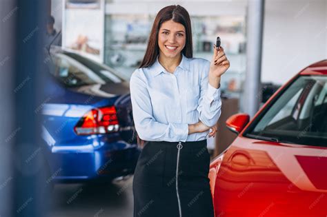 Free Photo Young Woman Buying A Car