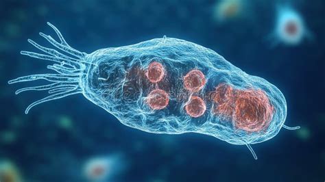 Microscopic View Of A Single Celled Organism With Internal Structures Stock Image Image Of