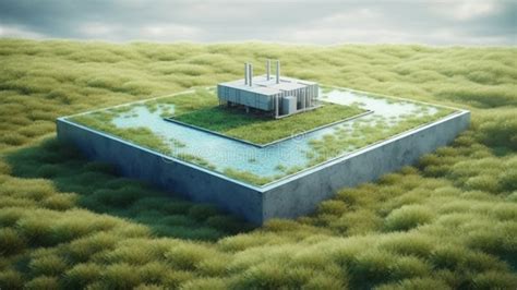 New Energy Sources Hydrogen Power Station With Green Grass Field