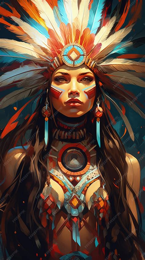 Premium Ai Image Artwork Of A Native American Princess In Headdress