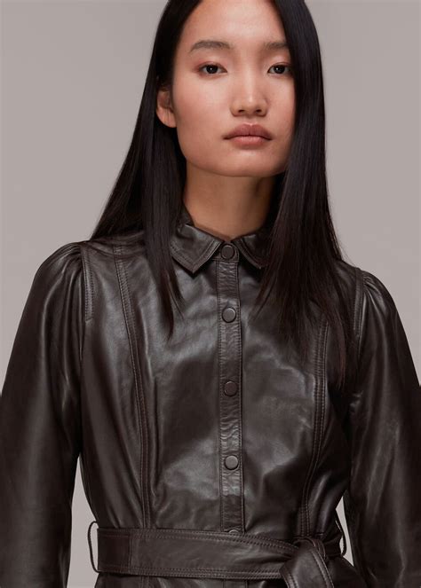 Brown Phoebe Short Leather Dress Whistles Whistles Uk