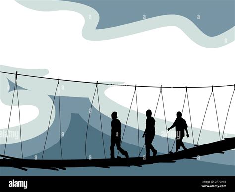 Crossing Bridge Composition Abstract Vector Art Illustration Stock