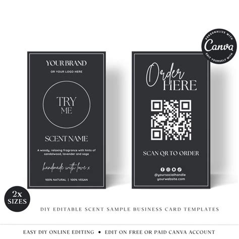 Perfume Sample Card Template Etsy