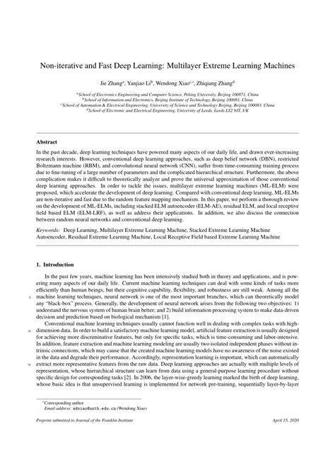 Pdf Non Iterative And Fast Deep Learning Multilayer Extreme Learning