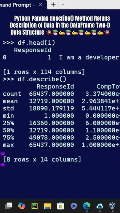 Python Pandas Describe Method Retuns Description Of Data In The
