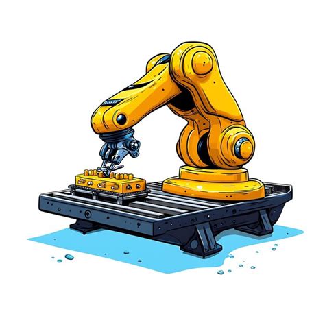 Cartoon Robot Assembling Products In Factory Setting Premium Ai