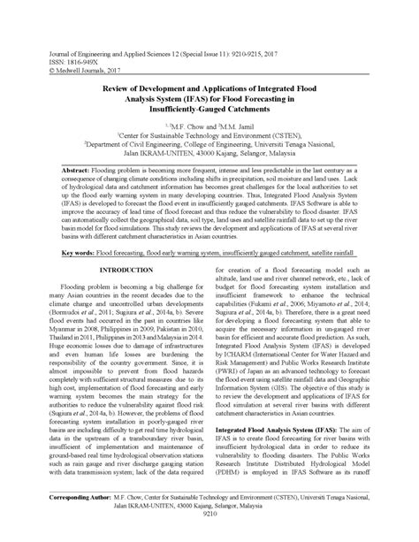 PDF Review Of Development And Applications Of Integrated Flood Analysis System IFAS For