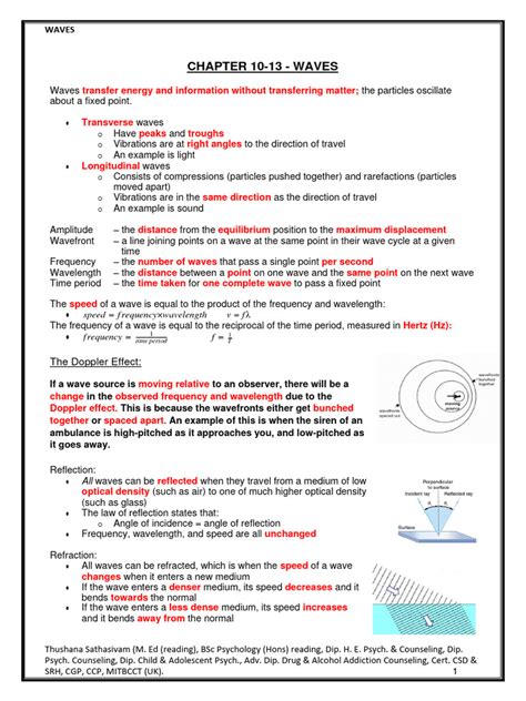 Waves Chapter 10 13 Pdf Waves Electromagnetic Spectrum