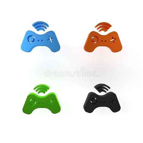 Colorful Wireless Gamepad Icon Isolated On White Background Game Controller Minimalism Concept