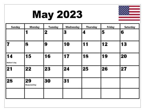 May 2023 Calendar Printable Pdf With Holiday Templates Free Artofit