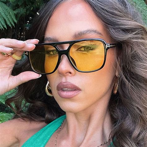 Llyge 2024 Yellow Lens Pilot Sunglasses Women Fashion Popularity Jelly