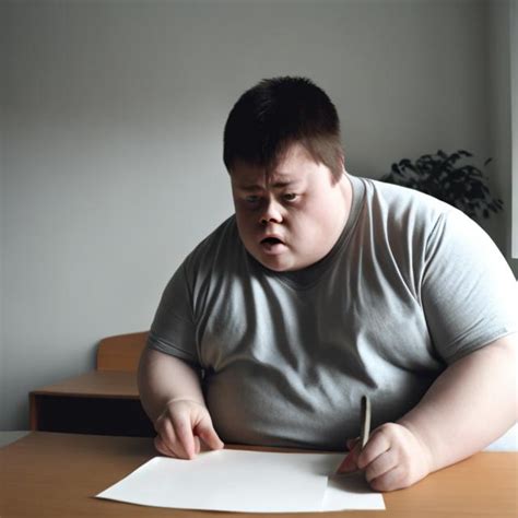 Person With Down Syndrome Looking At A Piece Of Pape