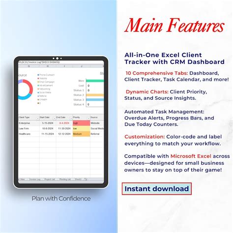 Small Business Crm Dashboard Template Excel Client Tracker And Lead