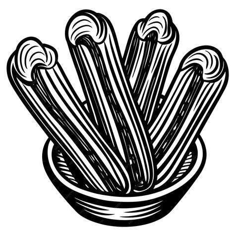Churros Black Silhouette Art Illustration Premium Ai Generated Vector