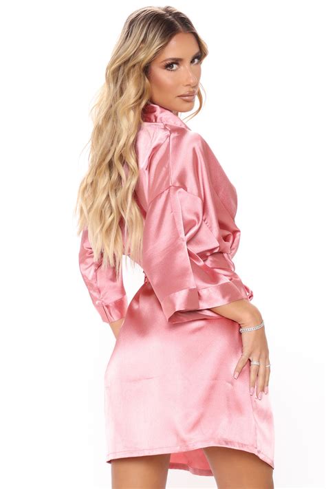 Feeling A Little Shy Satin Robe Set Rose Fashion Nova Lingerie
