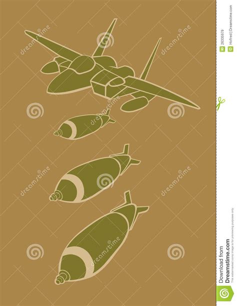 Jet Dropping Bombs Stock Vector Illustration Of Army 26335979