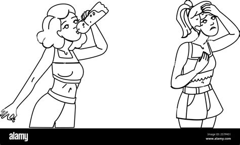 Young Dehydration People Vector Summer Person Temperature Heat Water Sweat Young Dehydration