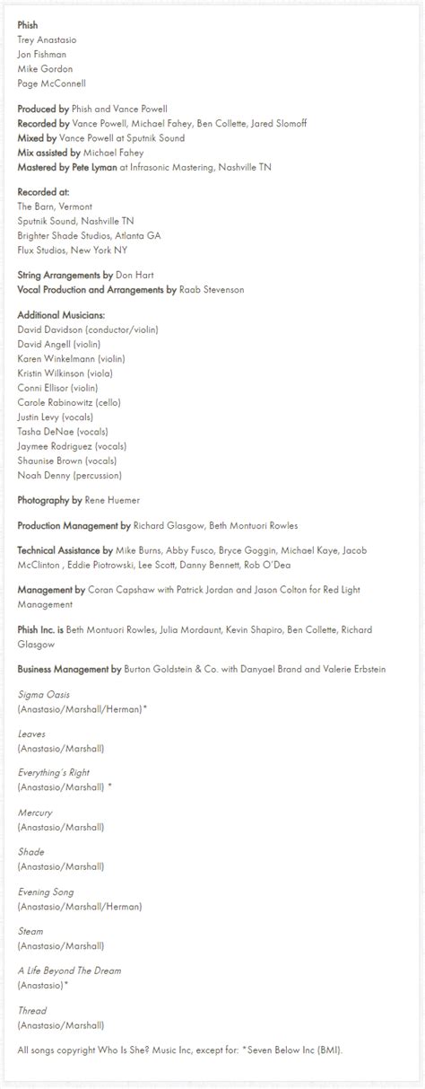 Sigma Oasis Album Notes Rphish