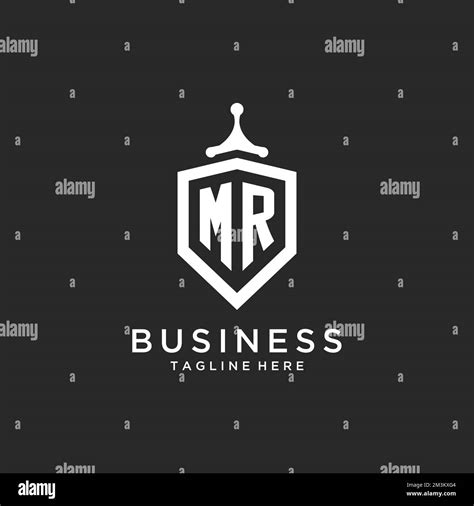 Mr Monogram Logo Initial With Shield Guard Shape Design Ideas Stock