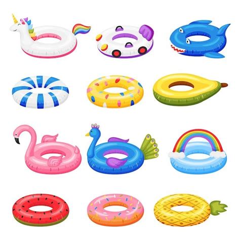 Premium Vector Swimming Toy Cartoon Rubber Inflatable Rings In