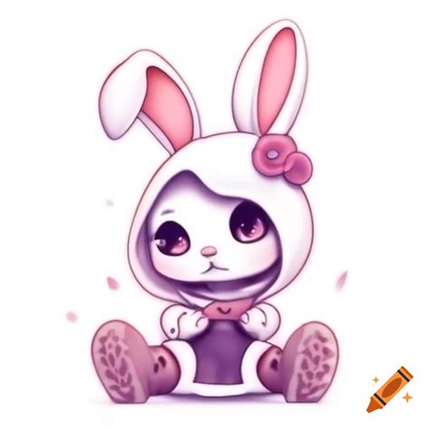 Kawaii Bunny Wearing A Witch Hat On Craiyon