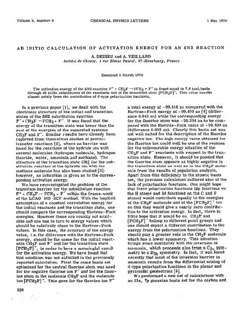 Pdf Ab Initio Calculation Of Activation Energy For An Sn2 Reaction Dokumentips