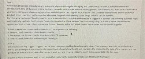 Solved Automating Business Procedures And Automatically