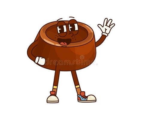 Groovy Chocolate Candy Dessert Happy Character Stock Vector