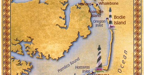 Pocztówkowe Mapy Outer Banks Wyspy Barierowe