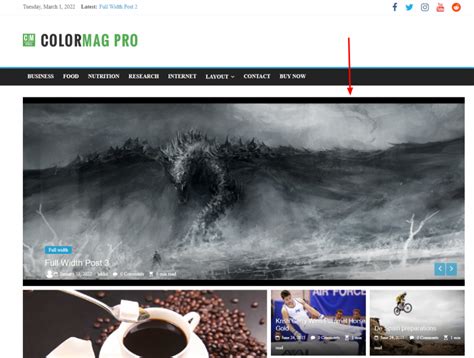 how to display full width slider in top section colormag documentation