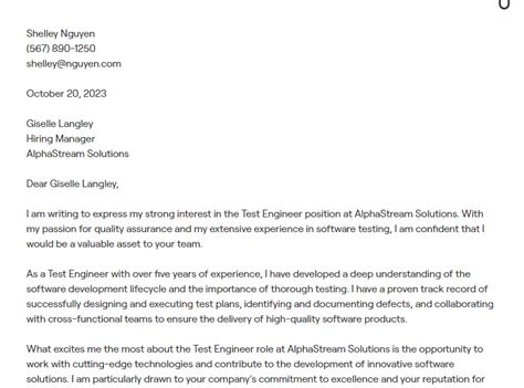5 Test Engineer Cover Letter Examples With In Depth Guidance