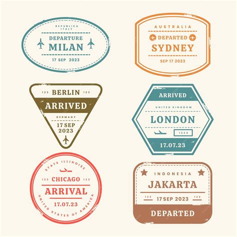 Free Vector Flat Design Passport Stamp Set Free Vector Flat Design Passport Stamp Set