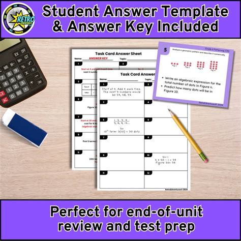 Grade 6 Math Task Cards Patterning Linear Relationships And Algebraic Rules
