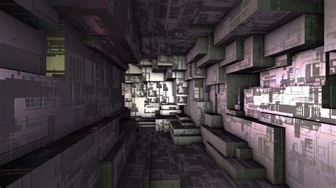 Animated Colorful Sci Fi Circular Metallic Tunnel With Sci Fi Cuboidal Surface Background