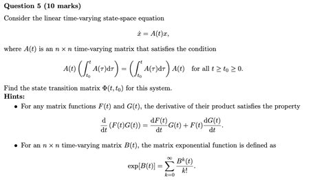 question 5 10 marks consider the linear