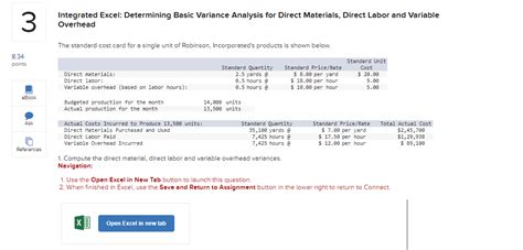 Solved Integrated Excel Determining Basic Variance Analysis