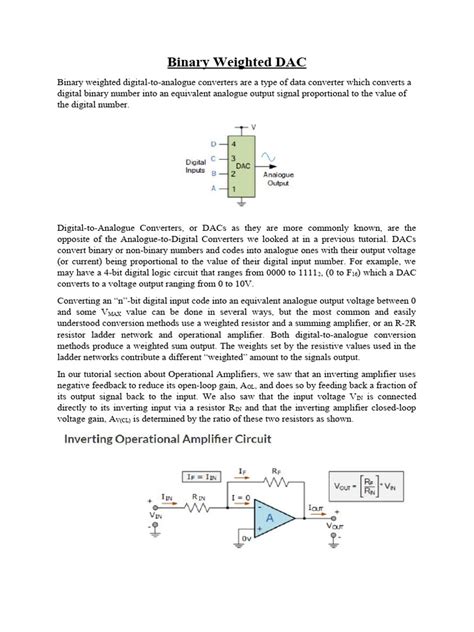Binary Weighted Dac Pdf Operational Amplifier Amplifier