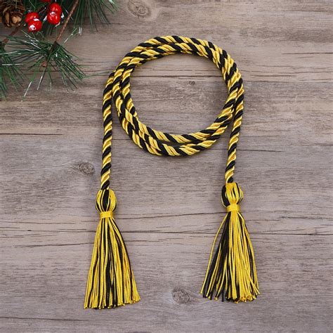 Ohoiolla 1pack Yellow Braided Graduation Cord With Black Tassel For