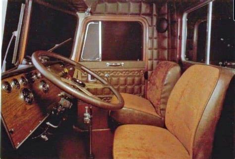 Classic Truck Interior With Leather Seats And Wood Paneling