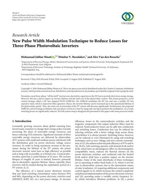 Pdf New Pulse Width Modulation Technique To Reduce Losses For