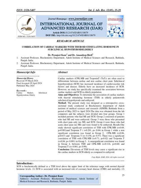 Correlation Of Cardiac Markers With Thyroid Stimulating Hormone In