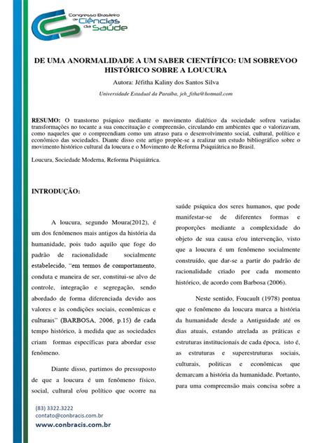 História Da Loucura E Reforma Psiquiátrica Pdf Saúde Mental
