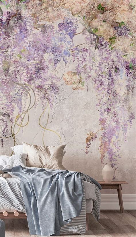 Calming Purple Bedroom Design Inspiration Floral Wallpaper Bedroom
