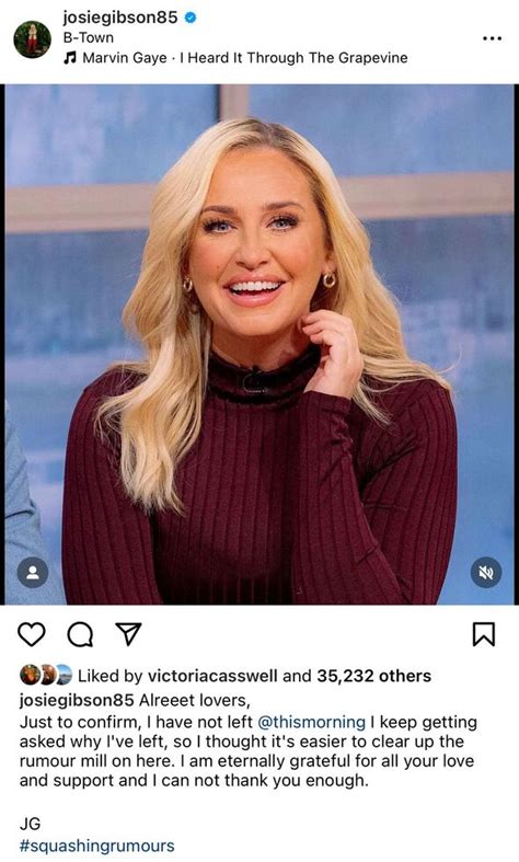 This Mornings Josie Gibson Shares Cryptic Post On Distance Over