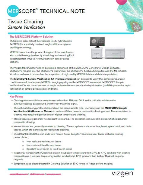 Thank You For Downloading Vizgens Merscope Technical Note Tissue