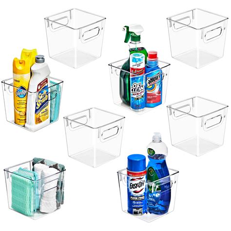 Sorbus 8 Pack Small Clear Plastic Storage Bins Clear Organizer Bins
