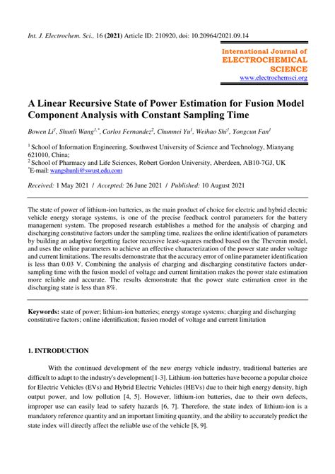 PDF A Linear Recursive State Of Power Estimation For Fusion Model Component Analysis With