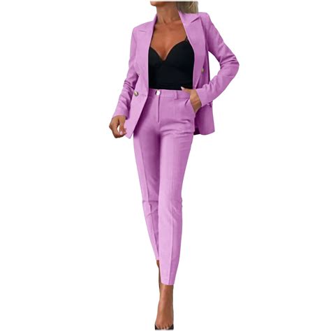 Fmbrln Womens 2 Piece Suit Sets Dressy Business Casual Outfits Long