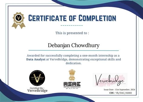 Finished Data Analyst Internship At Vervebridge Debanjan Chowdhury Posted On The Topic Linkedin
