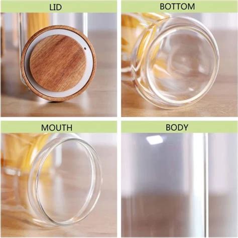 Clear Stackable Kitchen Canisters Candy Cookie Jar Glass Food Storage Containers With Bamboo